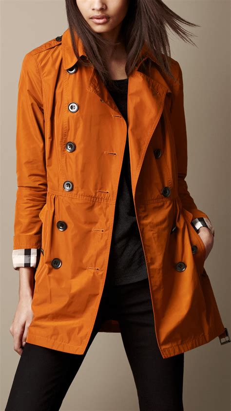 Lyst Burberry Short Gathered Trench Coat In Brown