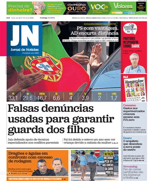 Jornal de Notícias 3 mar 2024 Jornais e Revistas SAPO pt Última