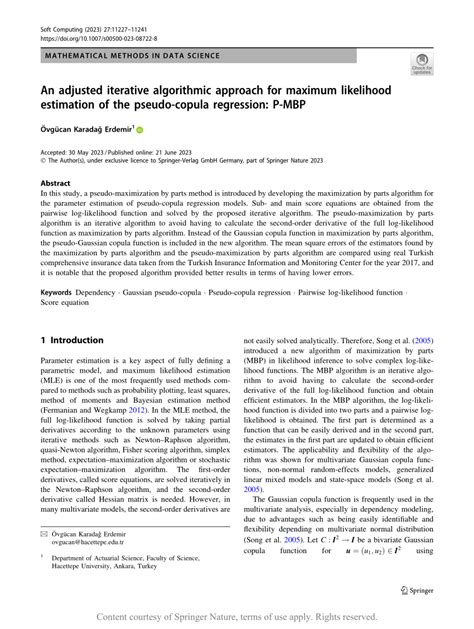 an adjusted iterative algorithmic approach for maximum likelihood estimation of the pseudo