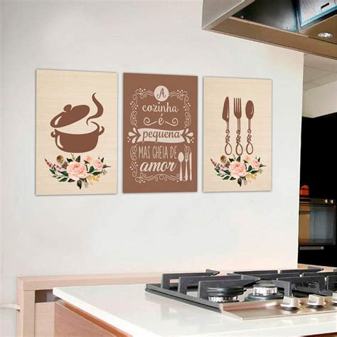 Quadro Decorativo Cozinha Panela E Talheres Marrom Copa Cantinho