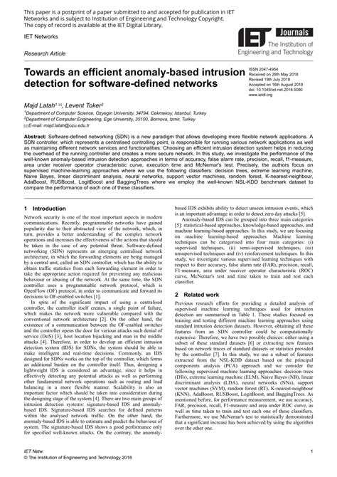 pdf towards an efficient anomaly based intrusion detection for software defined networks