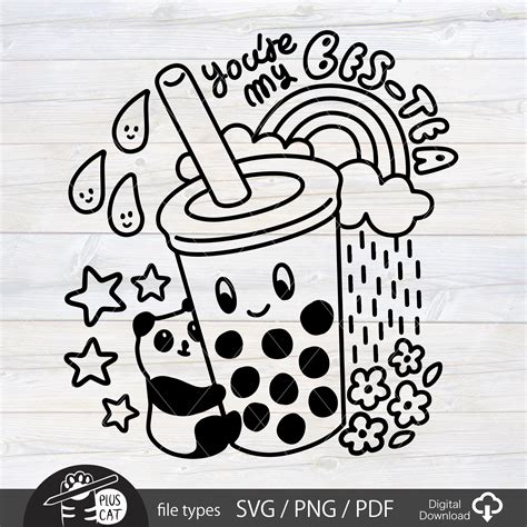 Cute Kawaii Boba Coloring Pages