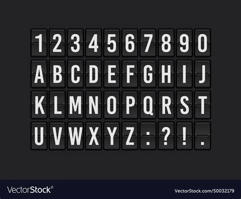 Airport Flip Board Panel Typography Font Display Vector Image