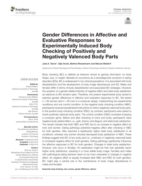 PDF Gender Differences In Affective And Evaluative Responses To