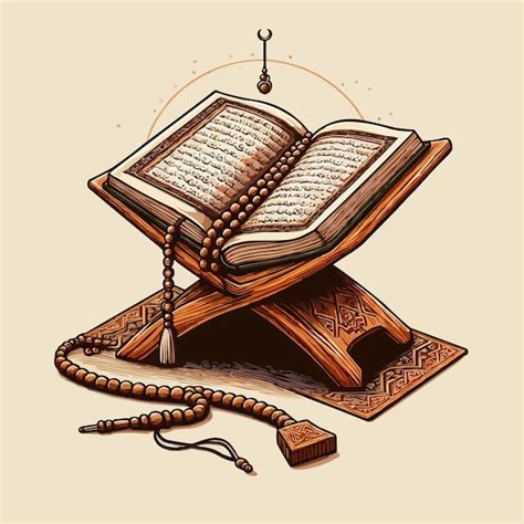 Premium Vector Free Vector An Open Quran On A Wooden Stand With A