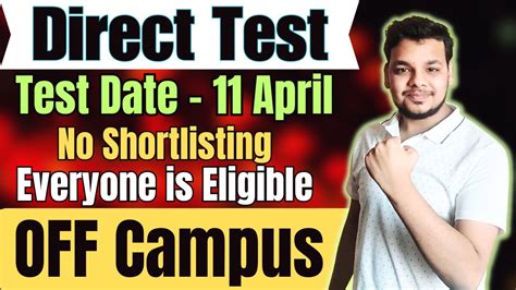 Direct Test Biggest Mass Hiring Off Campus Job Drive For