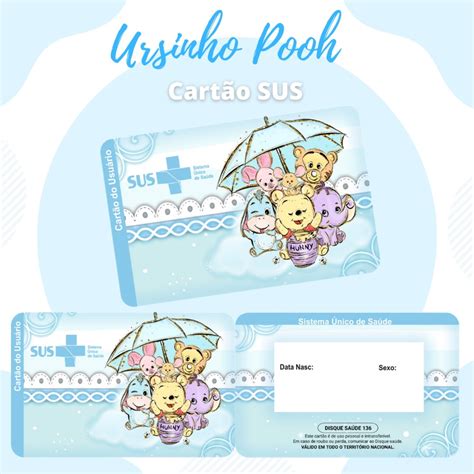 Arquivo digital Cartão SUS Ursinho Pooh Elo7 Produtos Especiais