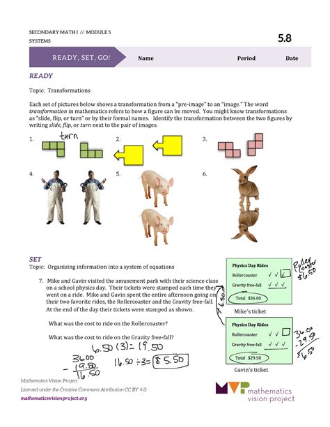 5 math module 5 rsg secondary math i module 5 systems mathematics vision project licensed