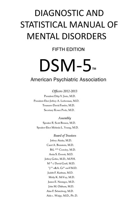DSM 5 123 DIAGNOSTIC AND STATISTICAL MANUAL OF MENTAL DISORDERS
