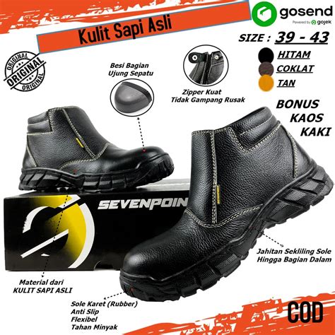Jual Sepatu Safety Pria Kulit Sapi Asli Original Safty Shoes Ujung Besi