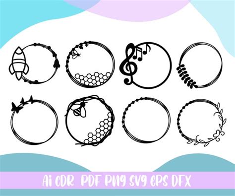 Circle Frame Svg Bundle Cake Topper Svg Files For Cricut Etsy