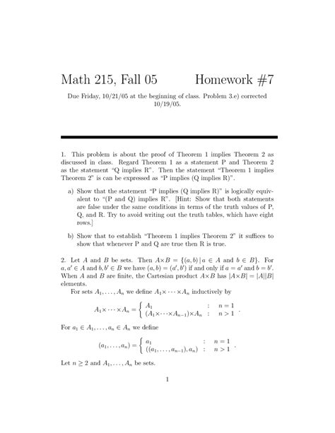homework 7 introduction to advanced mathematics fall 2005 math 215 docsity
