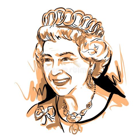Królowa Uk Elizabeth Ii Ilustracja Rysowania Portretu Szkicu Obraz