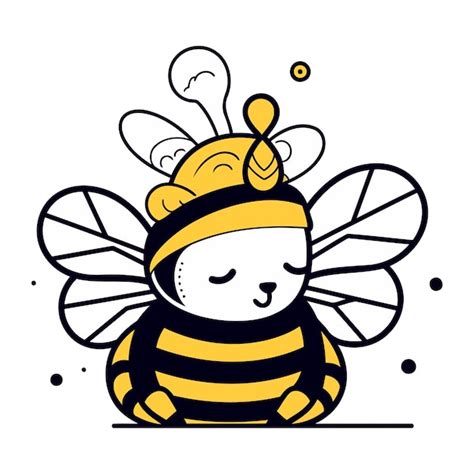 Linda abeja de dibujos animados con una corona ilustración vectorial