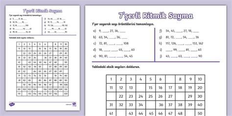 7 şerli Ritmik Sayma Etkinlikleri teacher made Twinkl