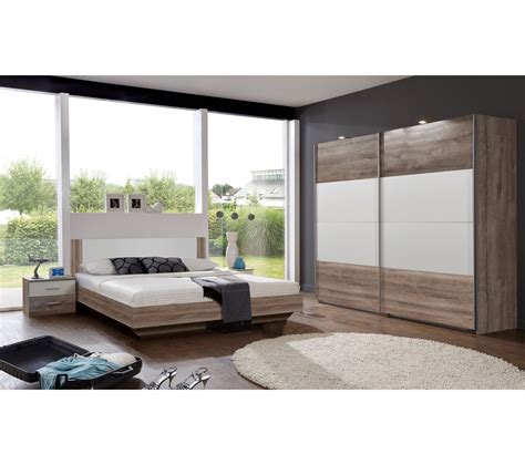 Chambre À Coucher Complète Adulte lit 160x200 Cm 2 Chevets Armoire