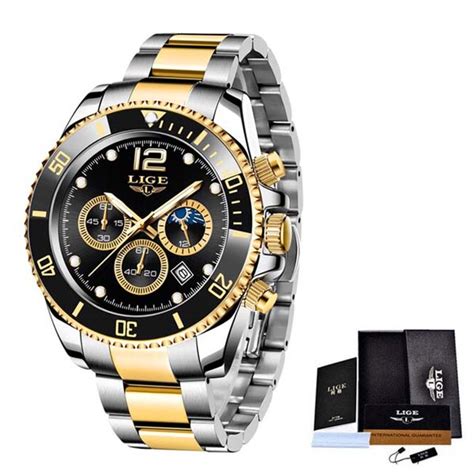 Lige Watches Mens Top Brand Luxury Clock Casual Stainless Steel Hour