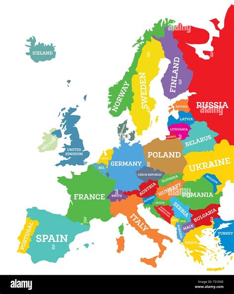 Political Map Of Europe Continent Isolated On White Vector