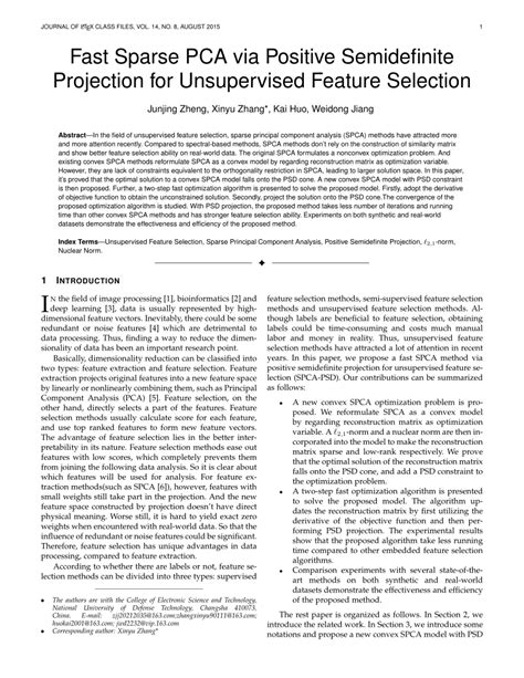 pdf fast sparse pca via positive semidefinite projection for unsupervised feature selection