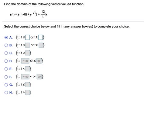 solved find the domain of the following vector valued