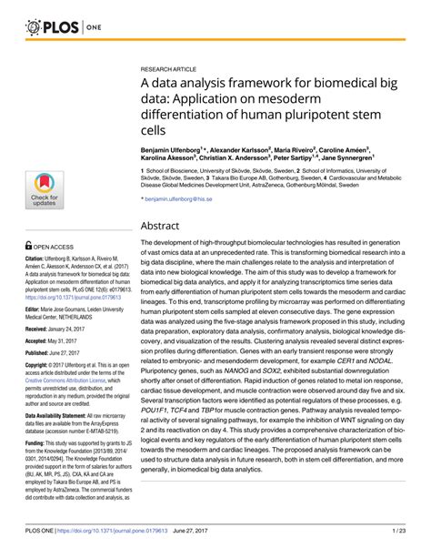pdf a data analysis framework for biomedical big data application on mesoderm differentiation