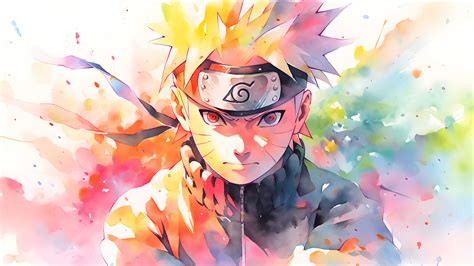 Free Naruto Uzumaki Colorful Watercolor Desktop Wallpaper In K