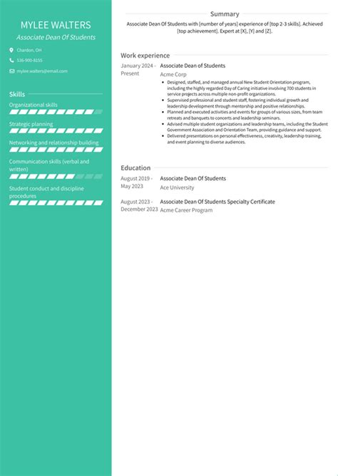 Associate Dean Of Students Resume Examples And Templates