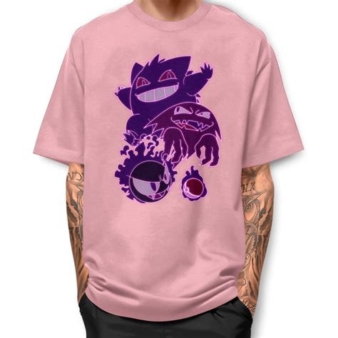 Camisa Basica Manga Curta Gengar Neon Evolution Camiseta Puro Algodao