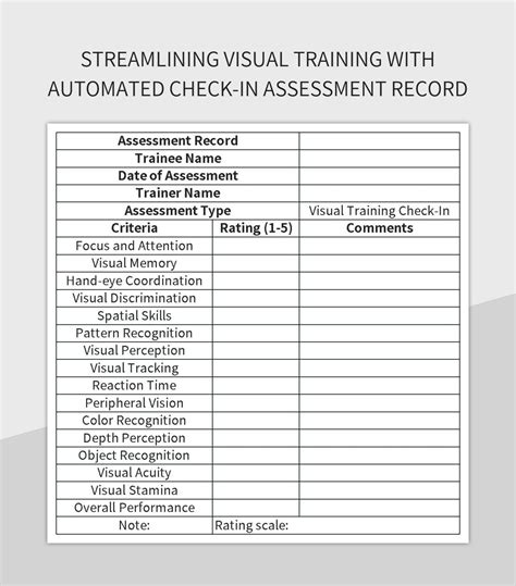 Streamlining Visual Training With Automated Check In Assessment Record