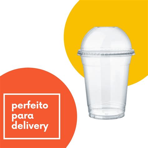 100un Copo Pet Descartável 400ml E Tampa Bolha Sem Furo Frete grátis