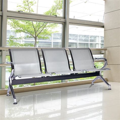3 Link Metallic Waiting Bench Pogo Furniture