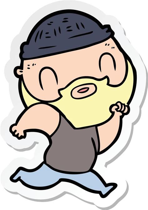 Adesivo De Um Homem Barbudo De Desenho Animado 11709072 Vetor No Vecteezy