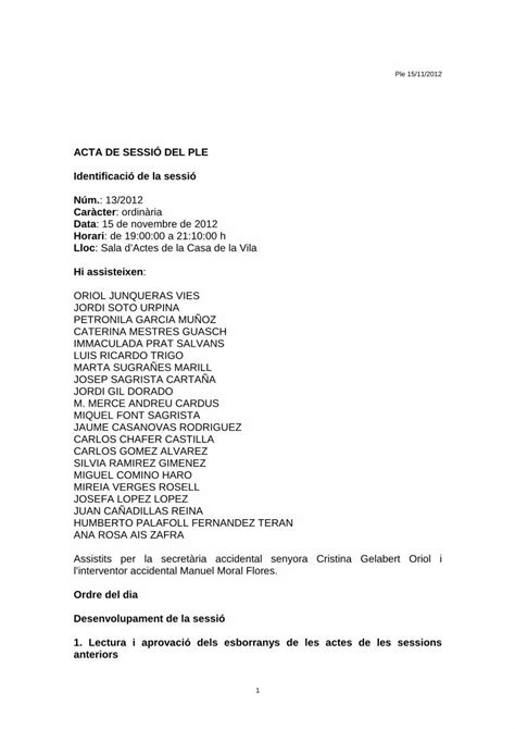PDF ACTA DE SESSIÓ DEL PLE 1 ACTA DE SESSIÓ DEL PLE Identificació