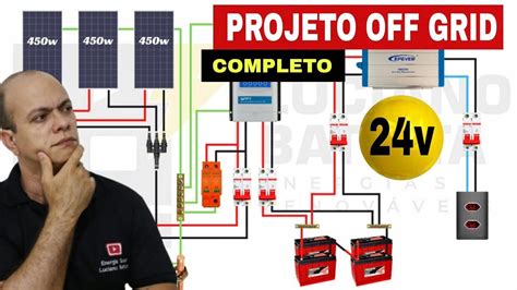 Projeto de Energia Solar Off Grid 3 Painéis Solar de 450W 24V