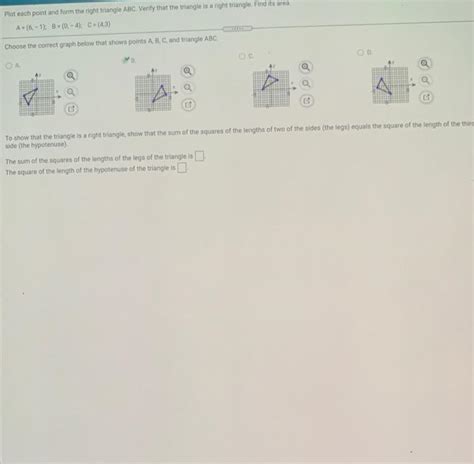 solved plot each point and form the right triangle abc