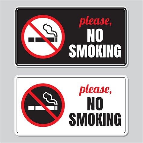 Blanco y negro por favor señal de prohibido fumar Vector Premium