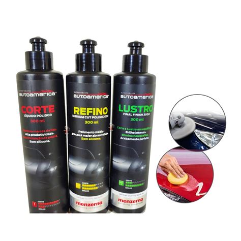 Kit Polimento Automotivo Menzerna Da Autoamerica Corte Refino E Lustro