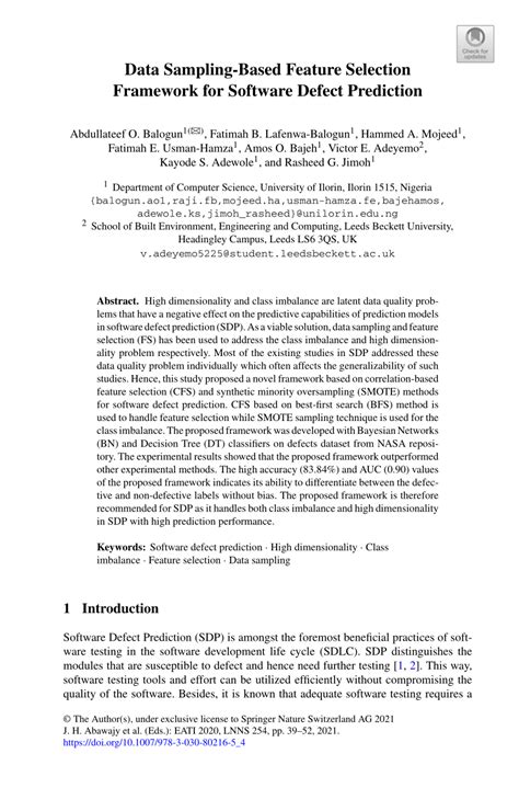 pdf data sampling based feature selection framework for software defect prediction