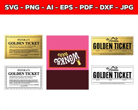 Wonka Bar Svg Ticket Golden Ticket Editable Template Diy Etsy Denmark