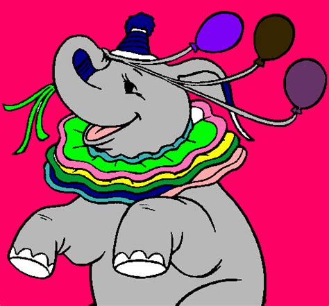 Dibujo De Elefante Con 3 Globos Pintado Por Lucero En Dibujos Net El