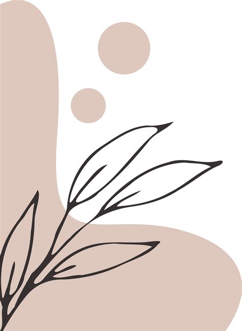 Abstract Aesthetic Shape Corner Border With Hand Drawn Leaf Modern