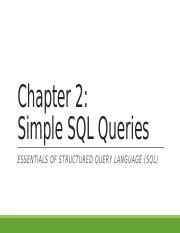 Sql Lecture Pptx Chapter Simple Sql Queries Essentials Of