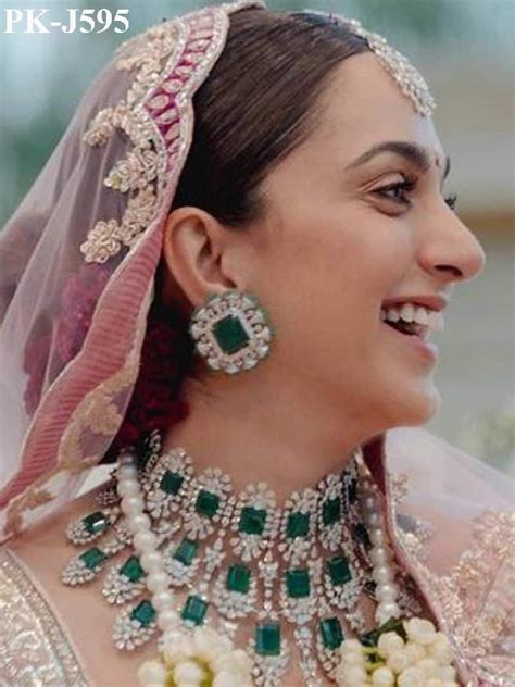 Kiara Advani CZ AD Semi Bridal Set Main Stone American Diamond