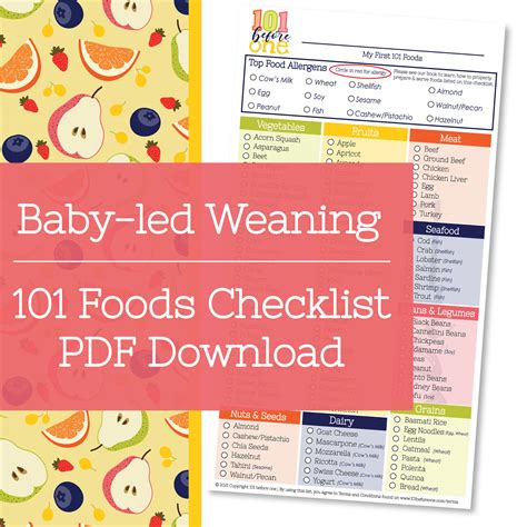 Free Printable Baby First Food Checklist