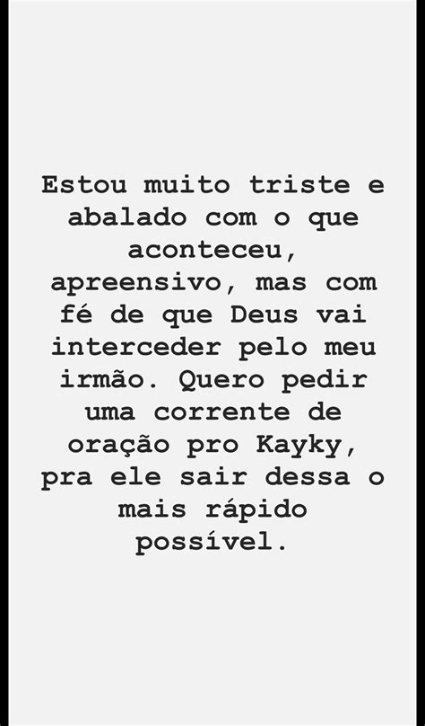 Foto Em sua rede social Bruno De Luca pediu orações a Kayky Brito