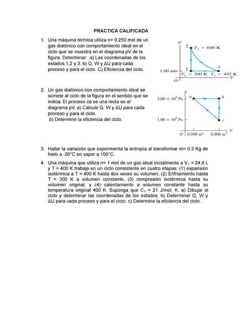PRACTICA EJERCICIOS DE Termodinamica IV CICLO PRACTICA CALIFICADA Una