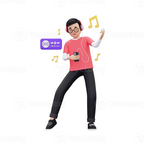 3d Man Listening To Music While Dancing Illustration 11047988 PNG