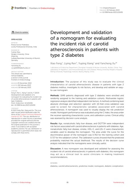 pdf development and validation of a nomogram for evaluating the incident risk of carotid