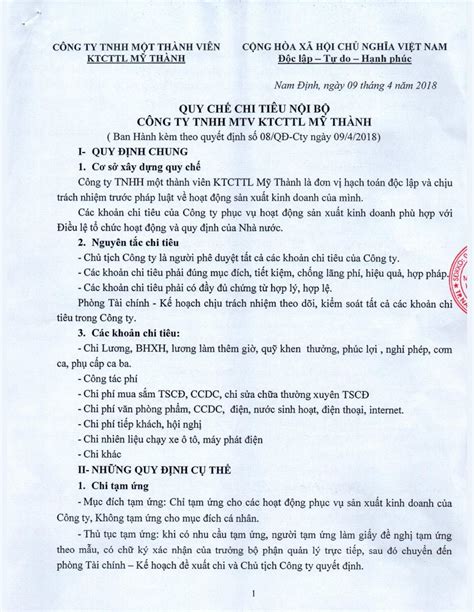 Quy chế chi tiêu nội bộ