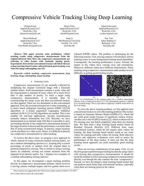 pdf compressive vehicle tracking using deep learning
